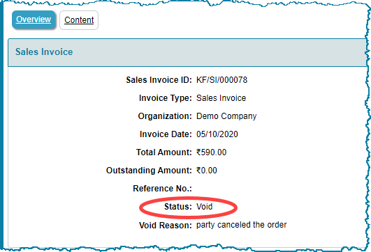Cancel/Void An Invoice - Crest ERP User Manual - 1.0