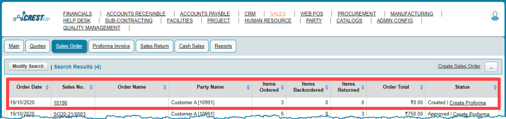 Process The Replacement Order - Crest ERP User Manual - 1.0