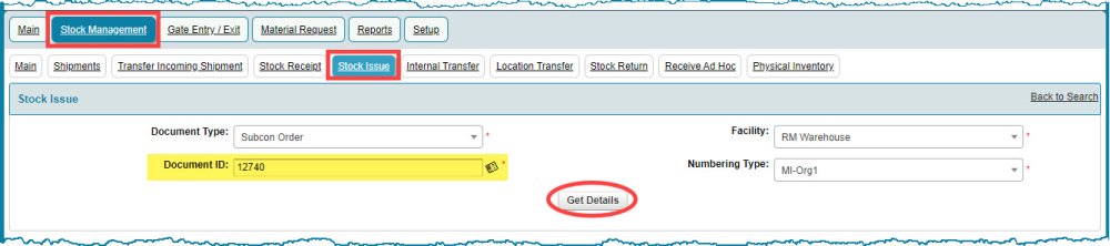 Issue Materials Against Subcontract Order - Crest ERP User Manual - 1.0