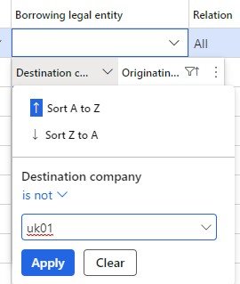 Default dimension rules – filter behaviour in the “Borrowing legal ...