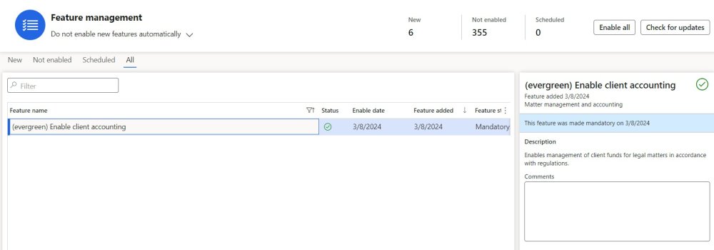 Control Client Accounting UI elements with feature management - sa ...