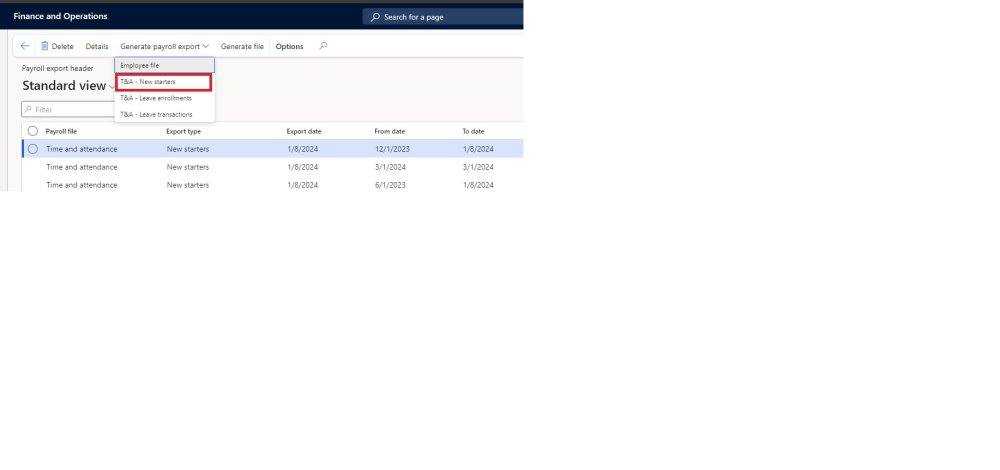 Payroll export – Time and Attendance – New Starters - sa.global product ...