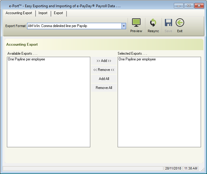 Configure Accounting Export for AM-Win (ASIMS) - e-PayDay Legacy ...