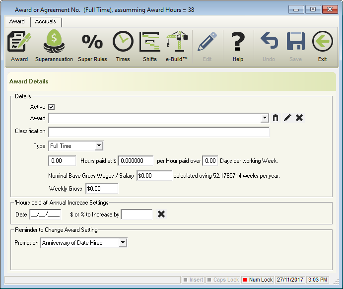 Award Information - e-PayDay Legacy Payroll User Guide - 1