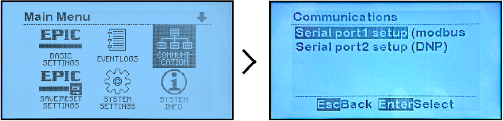 Accessing Communications Settings - EPIC Series Battery Cabinet O&SI - 1