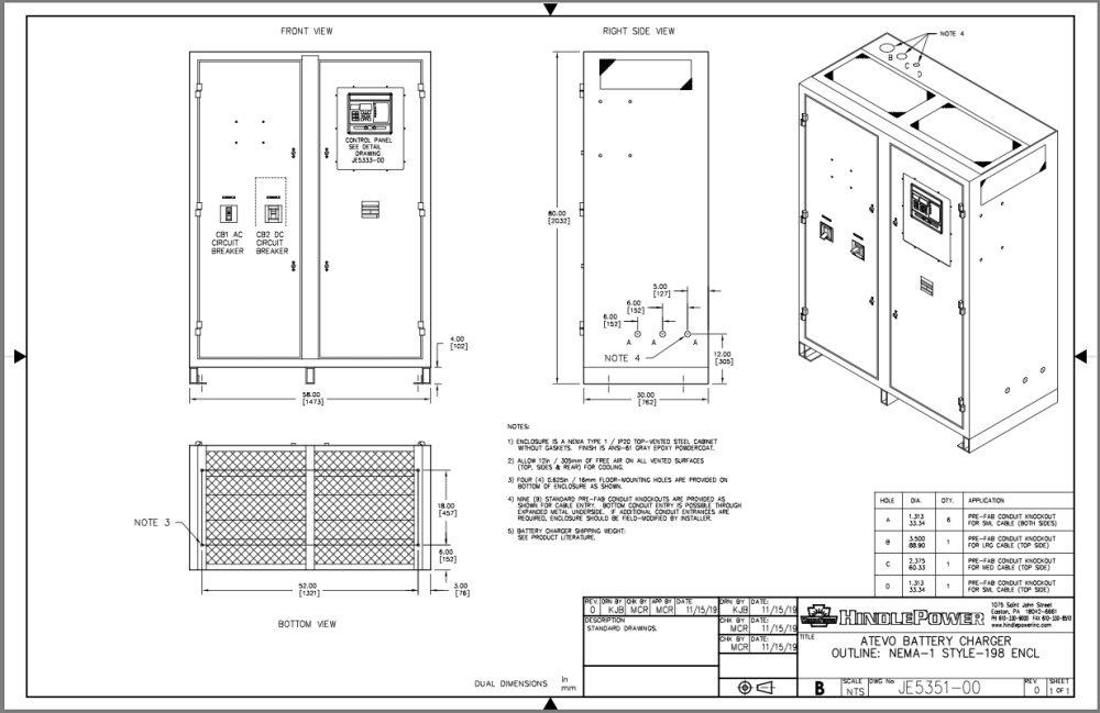 Appendix B – Standard Drawings - ATevo O&SI - 3PH Input (16-1000 Adc) - 1