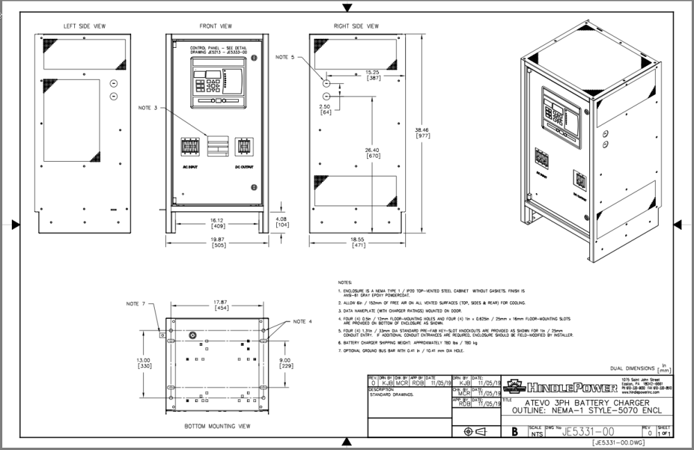 Appendix B – Standard Drawings - ATevo O&SI - 3PH Input (16-1000 Adc) - 1