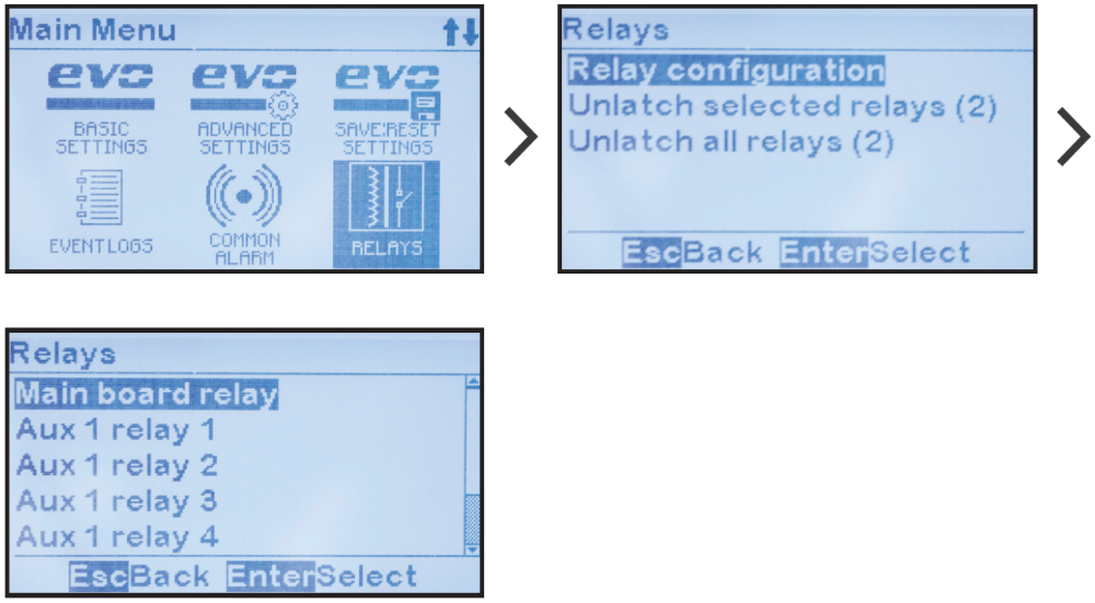 Configuración de los relés - ATevo O&SI - 1PH Input Group II (16-100 Adc) - 1