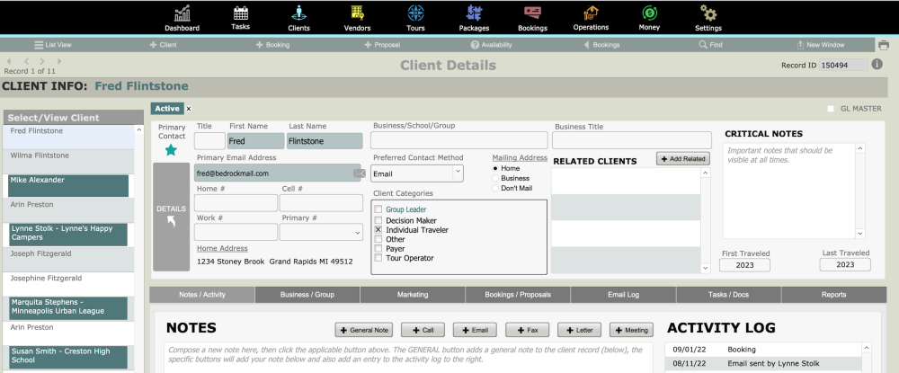 Client Details - TourTools v5 User Guide - 1