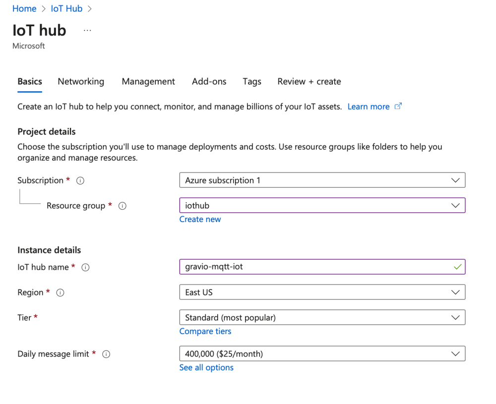 How To Configure Azure Iot Hub Mqtt Gravio Documentation The Node Computing Platform 1