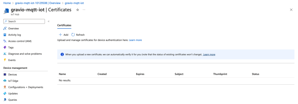 How To Configure Azure Iot Hub Mqtt Gravio Documentation The Node Computing Platform 1