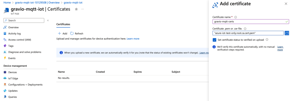How To Configure Azure Iot Hub Mqtt Gravio Documentation The Node Computing Platform 1