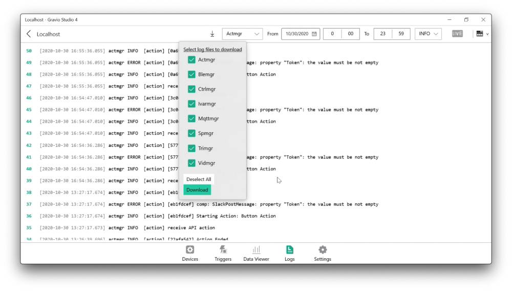 Log Viewer Tab - Gravio Documentation - The Node Computing Platform - 1