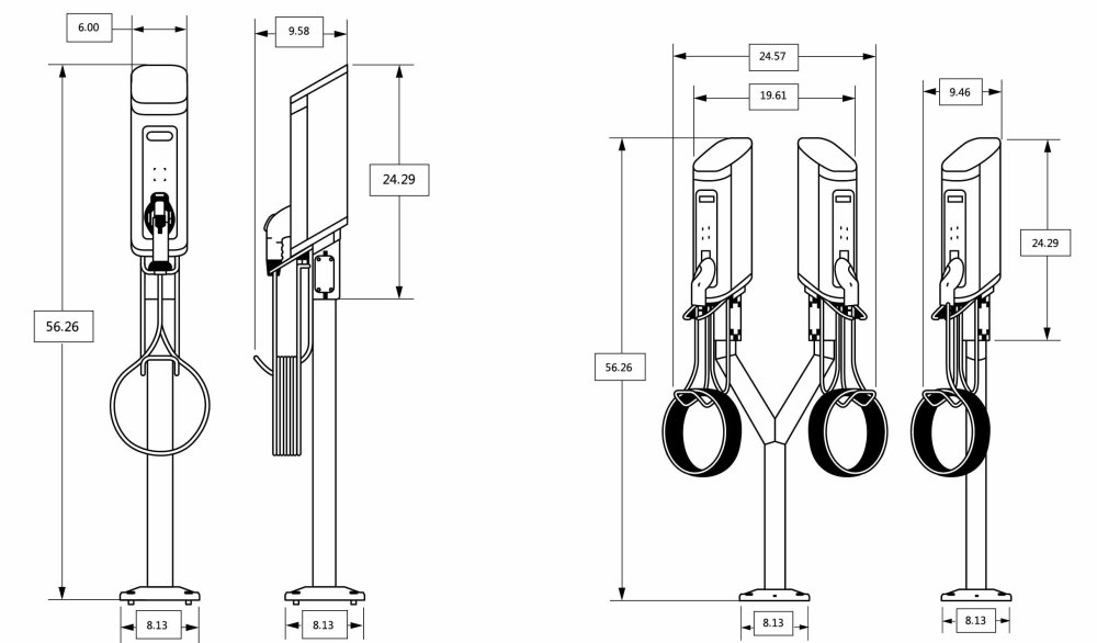 Dimensions - Series 5 and 6 EV Charging Station - 1