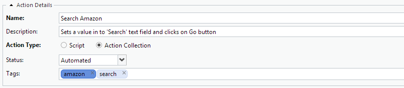 Action Details and Selecting Script - RedwoodHQ - 2.0