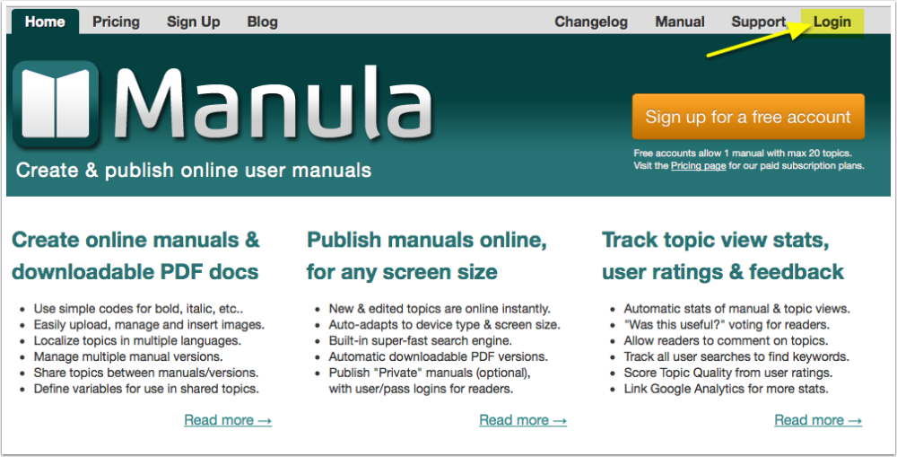 The Manula Homepage - Quick Guide for Manual Updates - 1