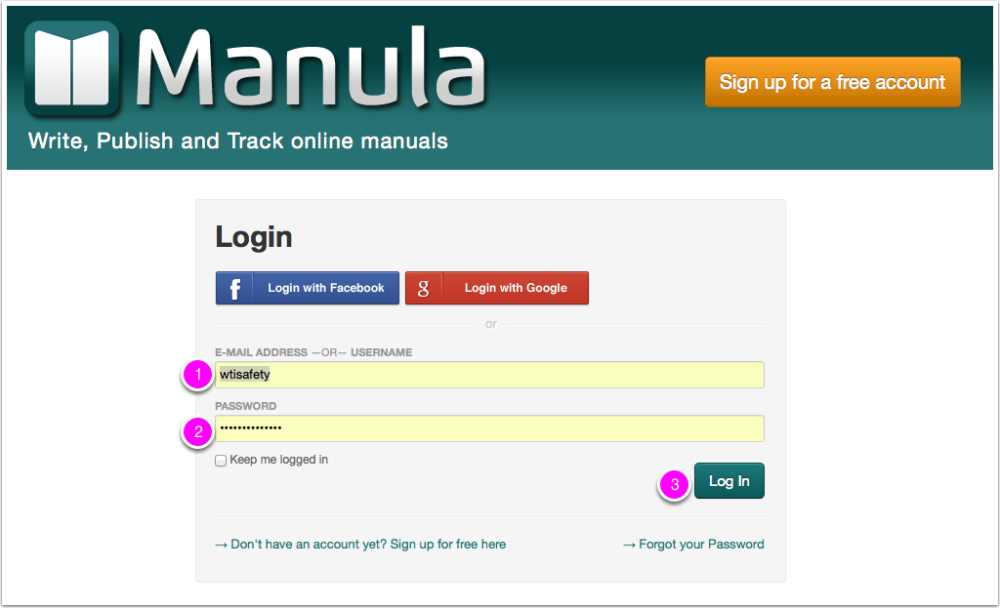 Logging into Manula Account - Quick Guide for Manual Updates - 1
