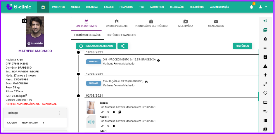Perfis dos Pacientes - Plataforma TI.Clinic - 2.0