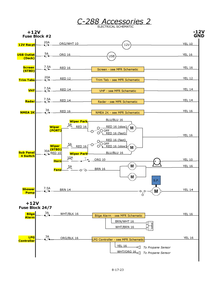 Wiring Schematics - Cutwater Boats C-288C/CB - 1