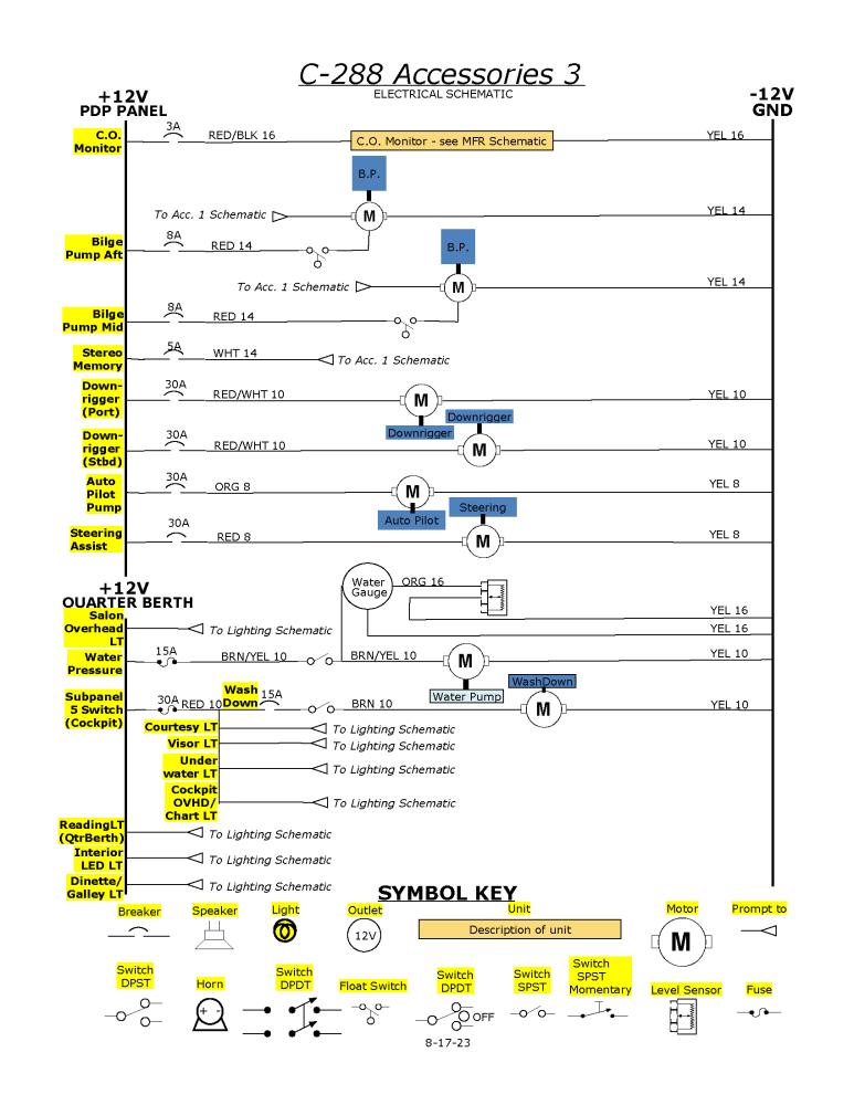 Wiring Schematic: C-288 (Accessories 3) - Cutwater Boats C-288 Owner's ...