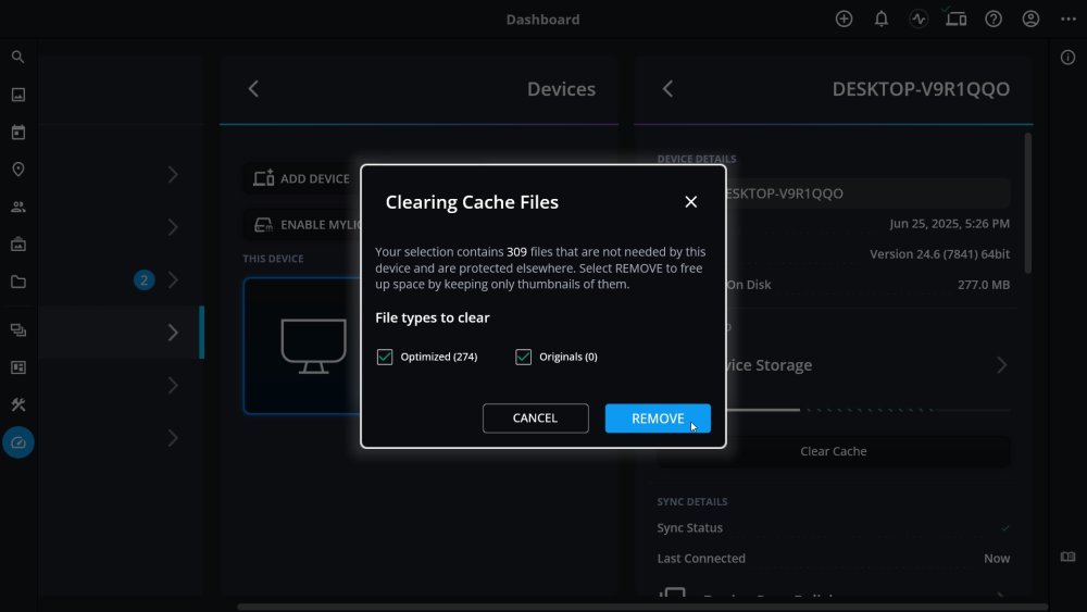 Free Up Space by Clearing the Cache - Mylio Photos - Version 24.3