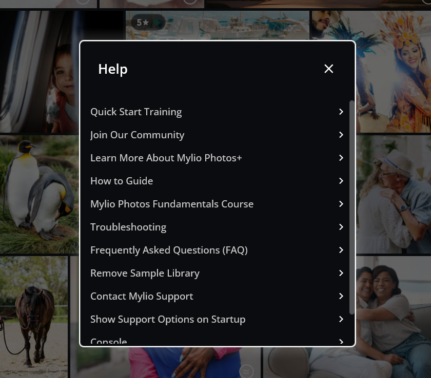 Help Menu - Mylio Photos - Version 24.3