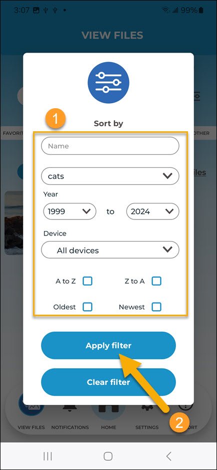 Searching, Filtering, and Sorting Files - ThePhotoStick® Omni ...