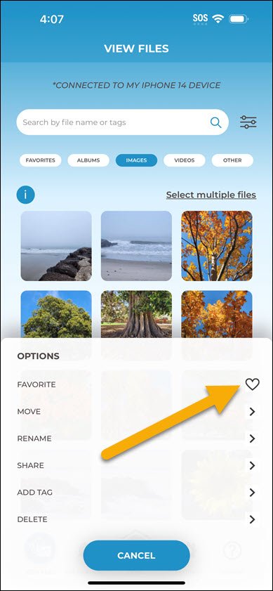 Adding Photos and Videos to Your Favorites Album - ThePhotoStick® Omni ...