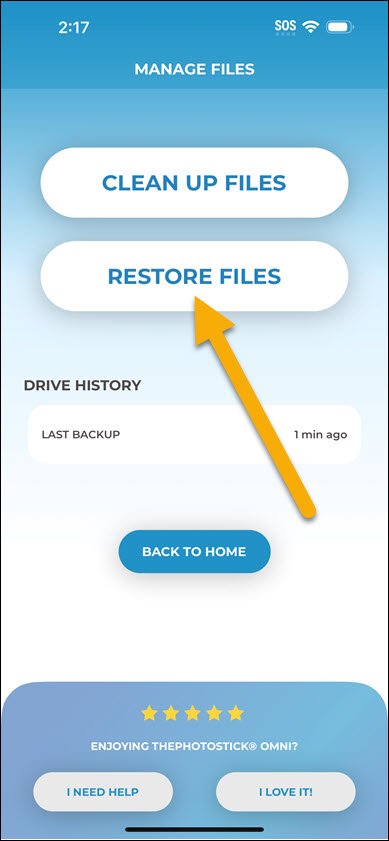 Restoring Files From Your ThePhotoStick Omni Drive iOS - ThePhotoStick ...