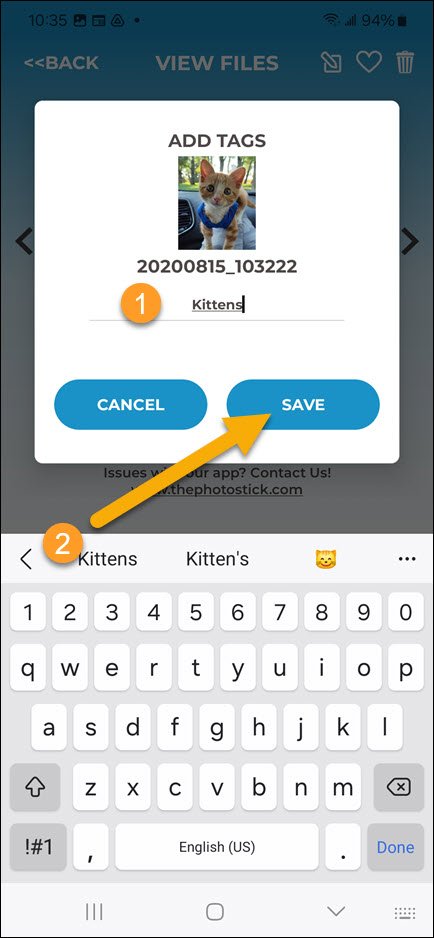 Adding Tags to Photos and Videos - ThePhotoStick® Omni - Official User ...