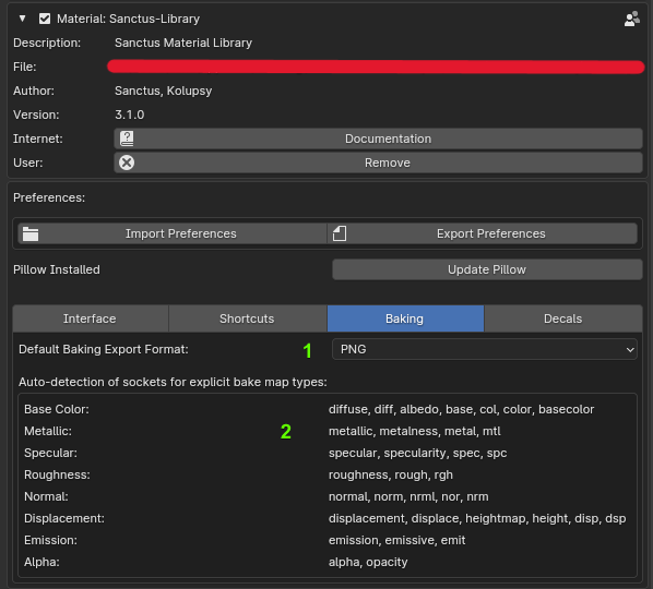 Addon Preferences - Sanctus-Library - main