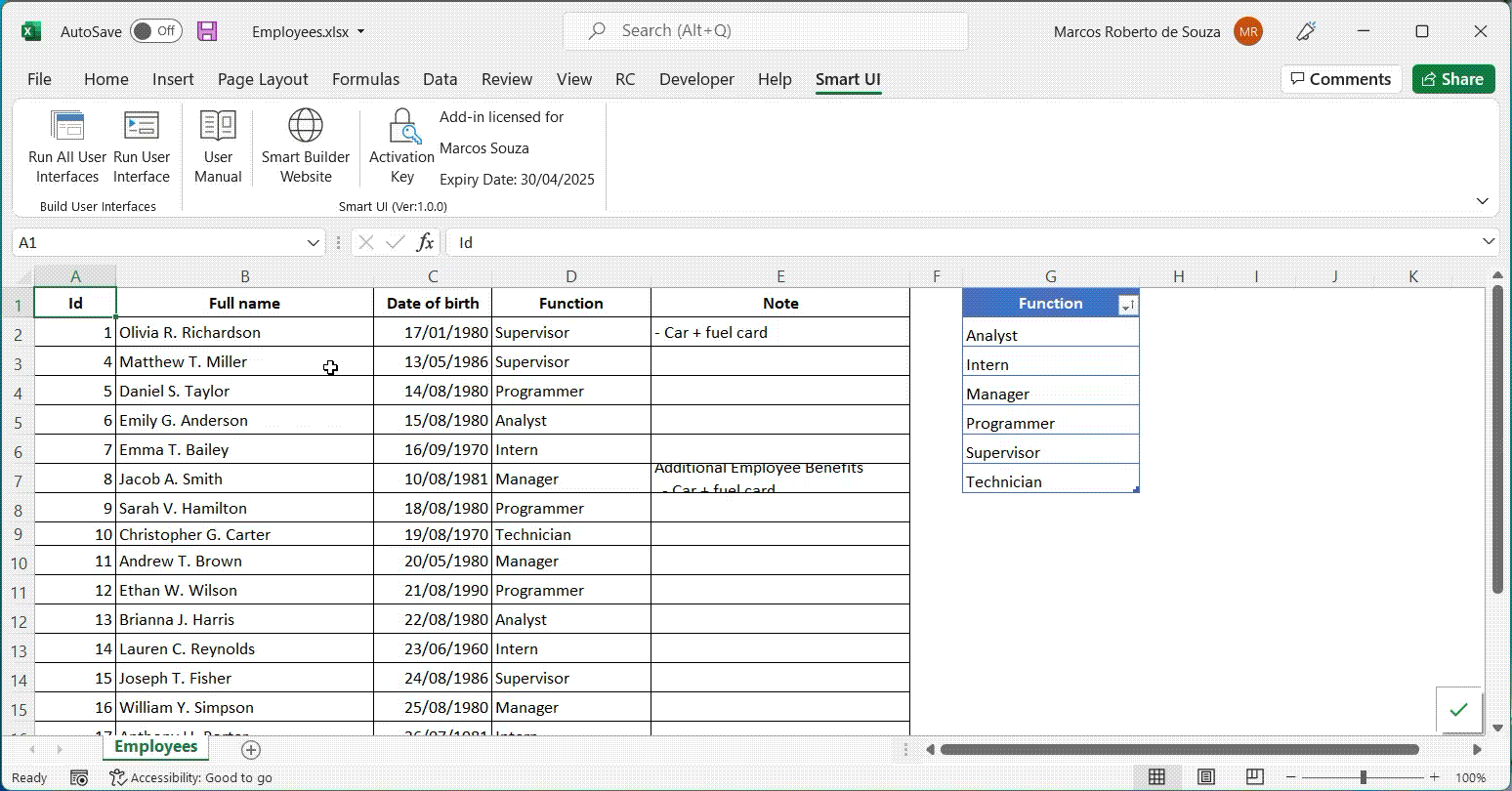 Running a single data entry form - Worksheet and Add-in Manuals - 1