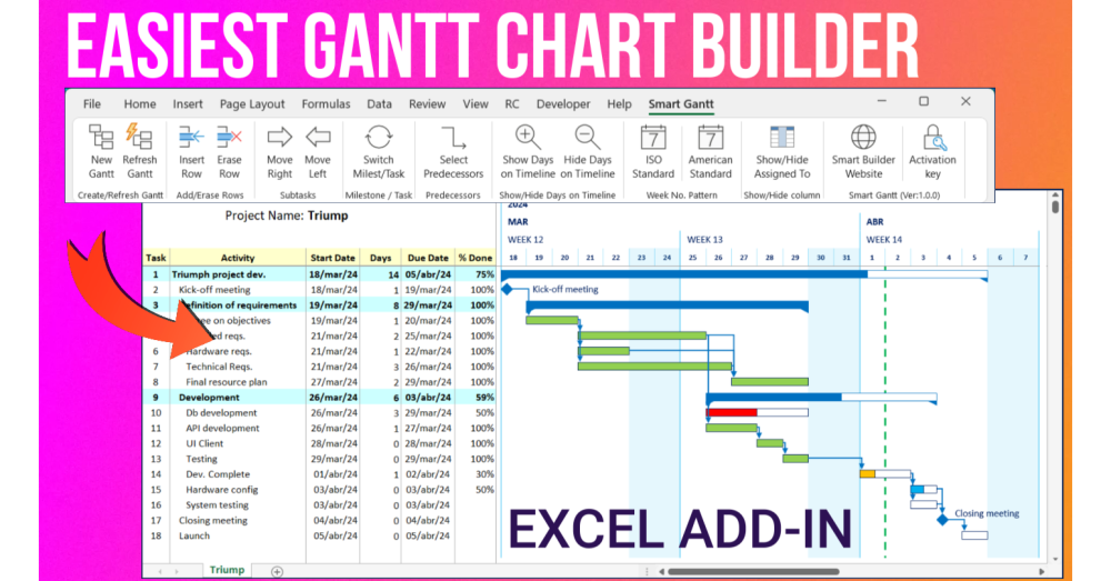 Smart Gantt (Add-in) - Worksheet and Add-in Manuals - 1