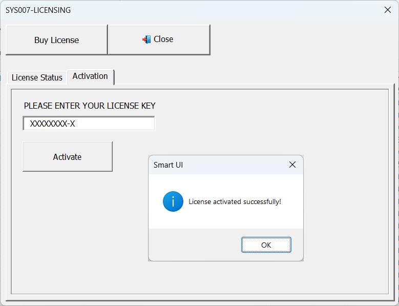 Procedure to Activate the License - Worksheet and Add-in Manuals - 1