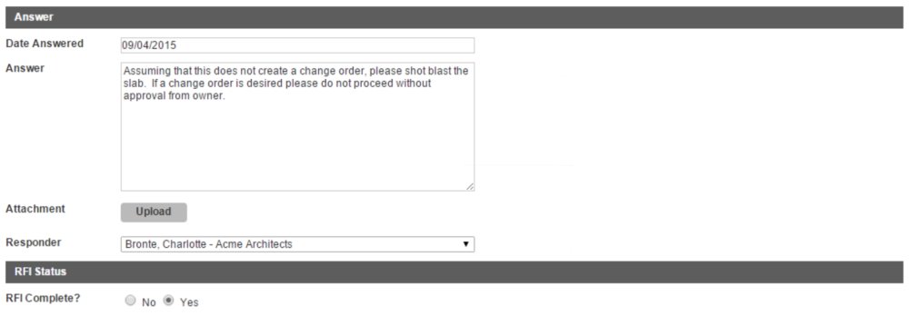 RFI Log - RoundhousePM - Version 1.3