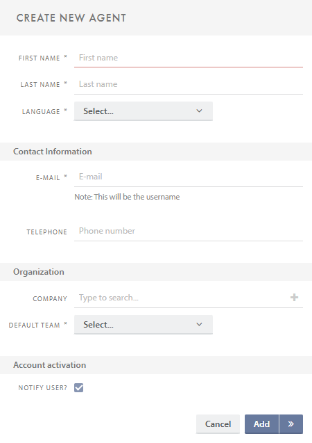 Create a new agent - Pureservice - User Manual (with Administrator ...