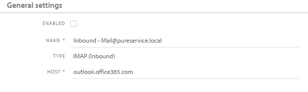 Edit inbound email channel - Pureservice - User Manual (with Administrator) - Zone - 1