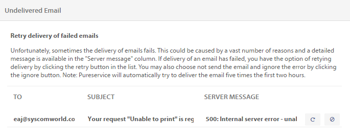 Undelivered messages - Pureservice - User Manual (with Administrator) - 1