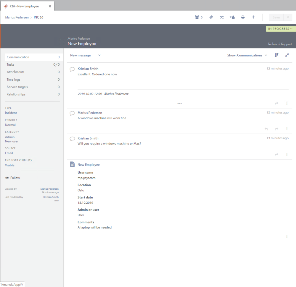 Working with a ticket - Pureservice - User Manual - 1