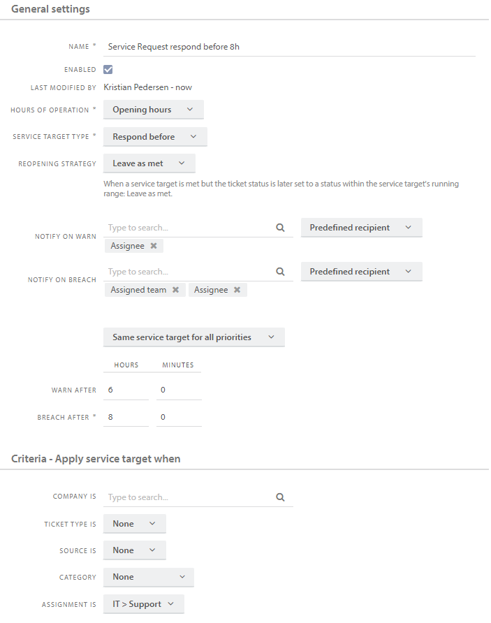 Service targets - Pureservice - User Manual (with Administrator) - Zone - 1