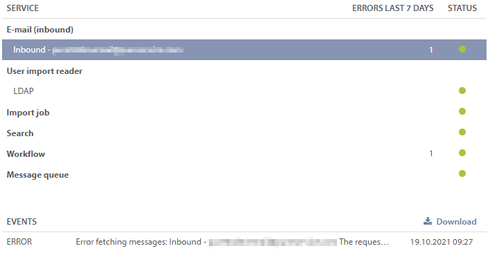 System status - Pureservice - User Manual (with Administrator) - Zone - 1