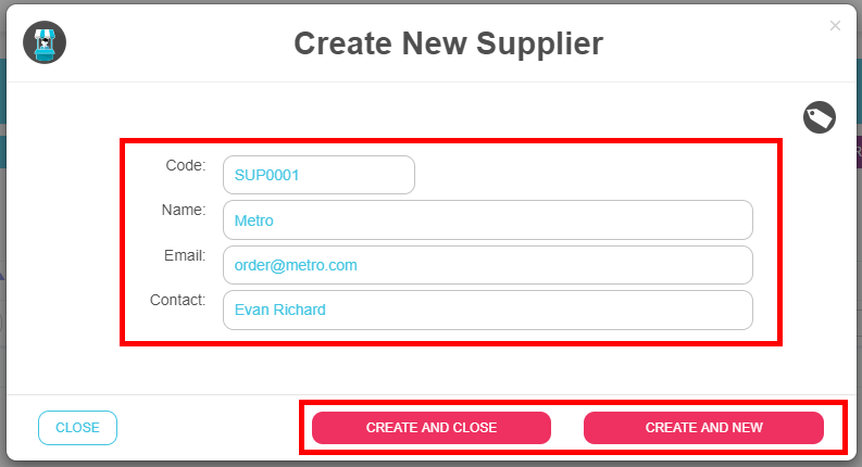 Add new suppliers (from « Orders ») - Swiftcount manual - 7