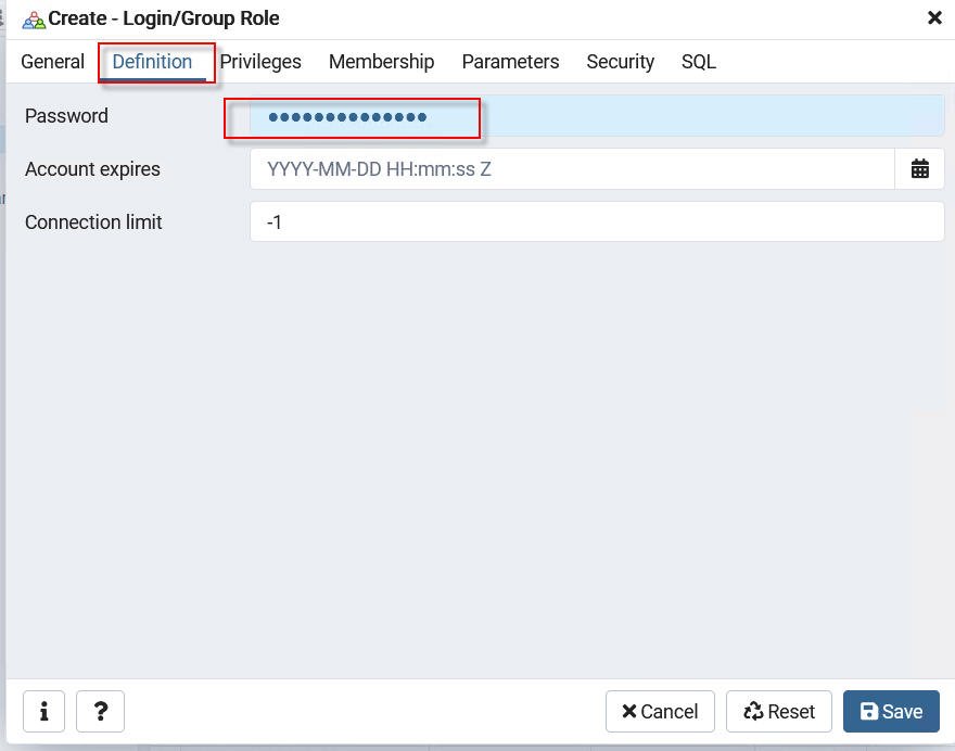 Adding a pgadmin user for Swiftcount connection - Swiftcount manual - 7