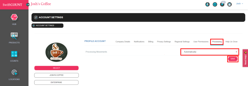Set up manual / automatic movement processing - Swiftcount manual - 7