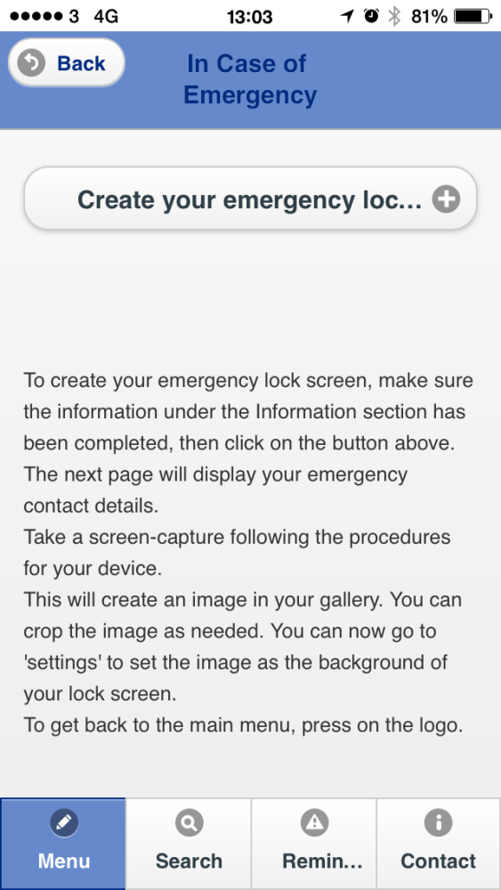 How to create an emergency lock screen - Grafton Medical History - 1