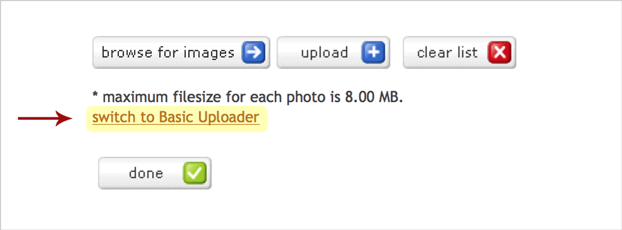 Adding Photos with Basic Uploader - - 9.0