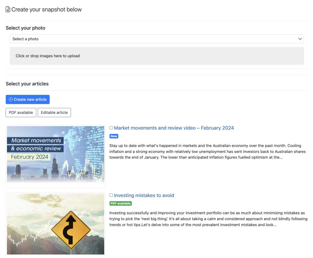 Creating a snapshot - - 1