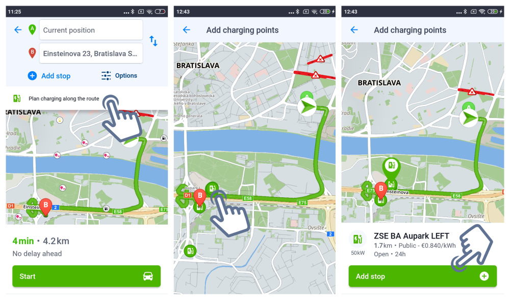 Adding charging stations to your route - New Sygic GPS Navigation for Android - 22.x