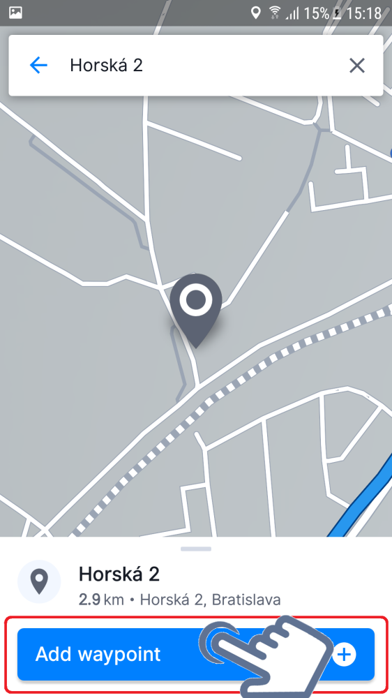 Adding waypoint in route overview - New Sygic GPS Navigation for Android - 22.x