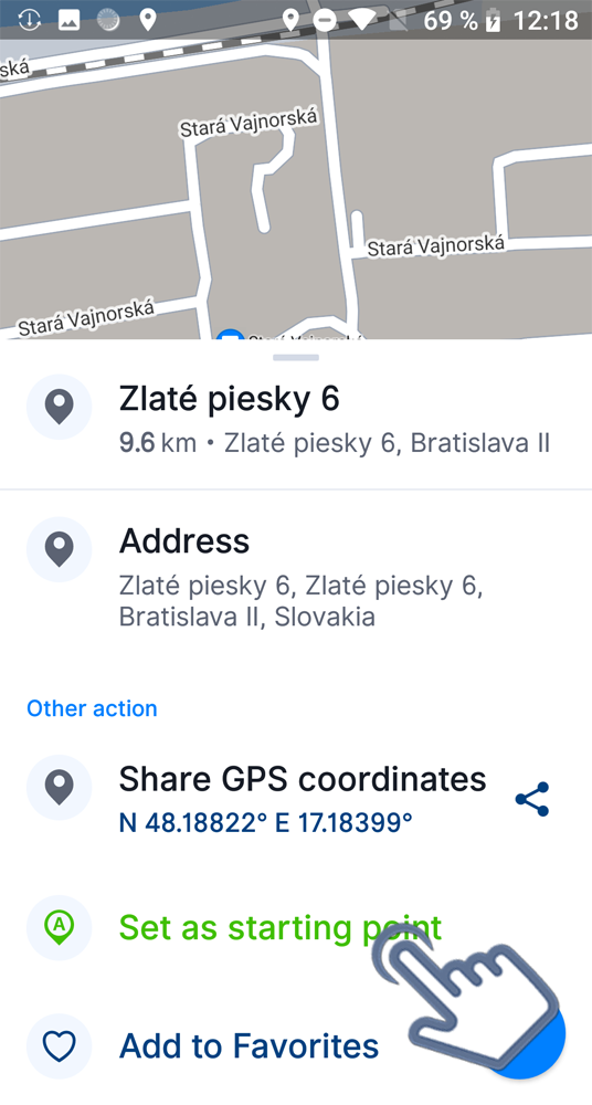 Choosing the starting point - New Sygic GPS Navigation for Android - 22.x